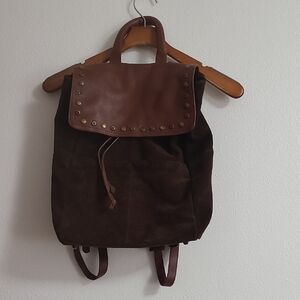 Sundance | Bags | Sundance Brown Suede Leather Backpack With Stud ...